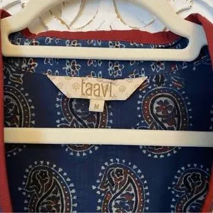 Taavi | Jackets & Coats | Taavi Block Print Bed Jacket Cardigan Blue ...
